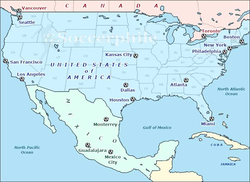 Map of World Cup 2026 Venue Cities | Soccerphile